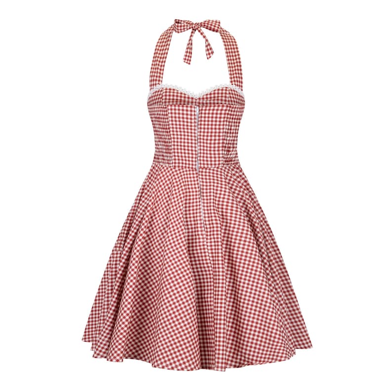 Rode Gingham Jurk Rood Geruite Jurk Vrouwen Zomer Jurk Bruidsmeisje ...
