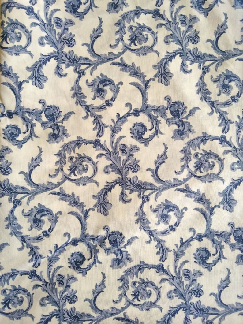 Blue Vintage Fabric 100% Cotton Fabric for CUSTOM ORDER or by the YARD ...