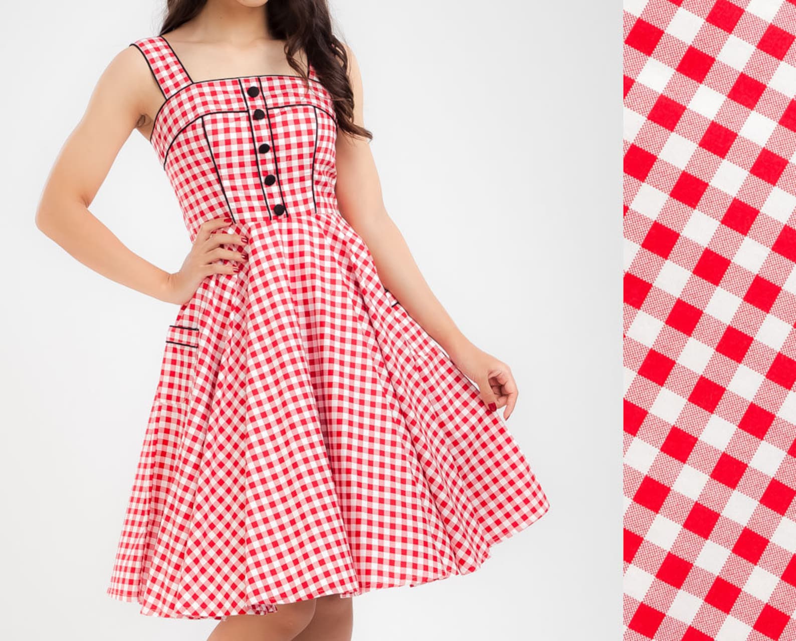 Plus Size Dress Red Gingham Dress Red Checkered Dress Summer - Etsy