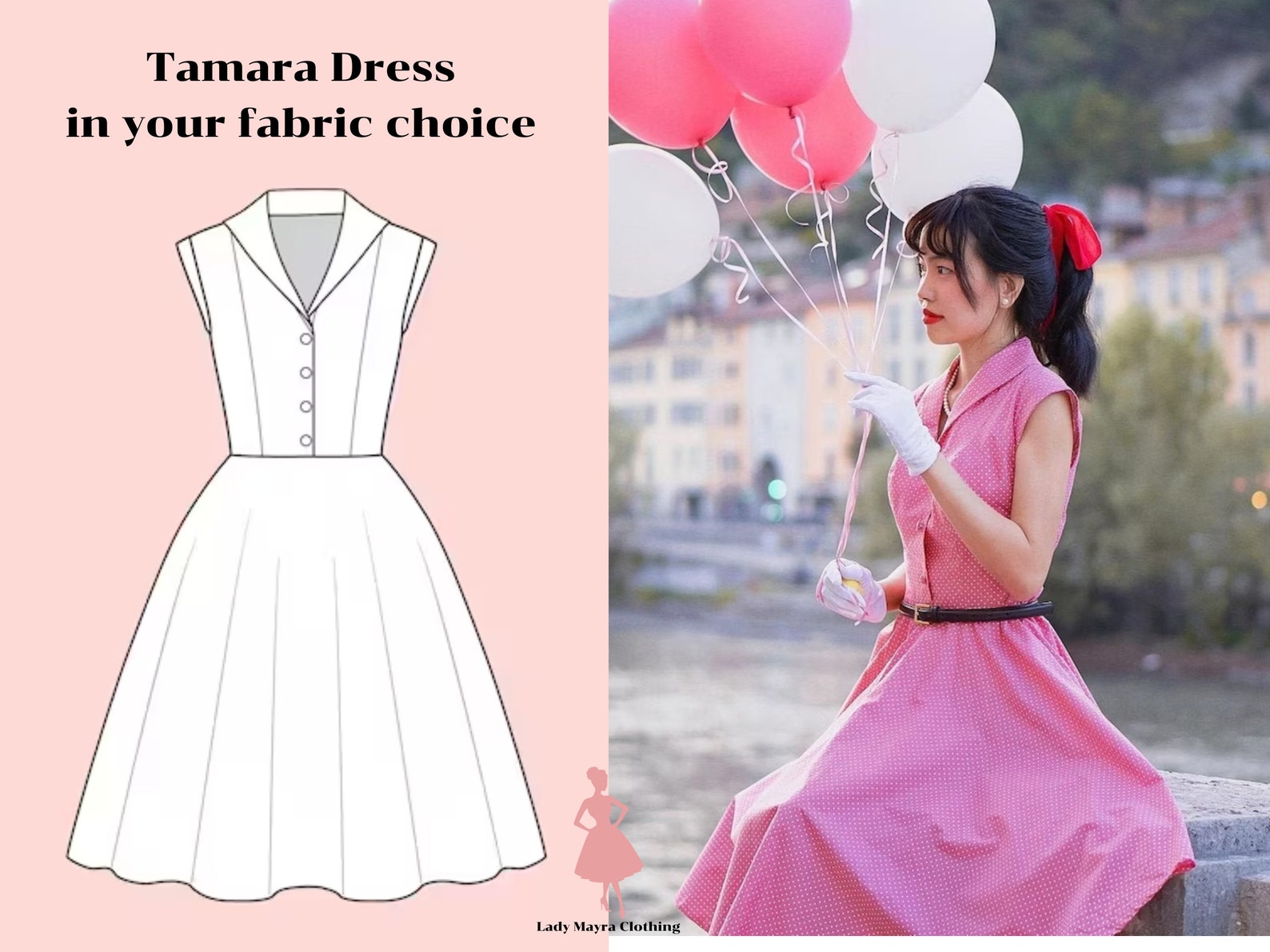 TAMARA CUSTOM MADE Dress in Your Choice of Fabric Vintage Dress Pinup ...