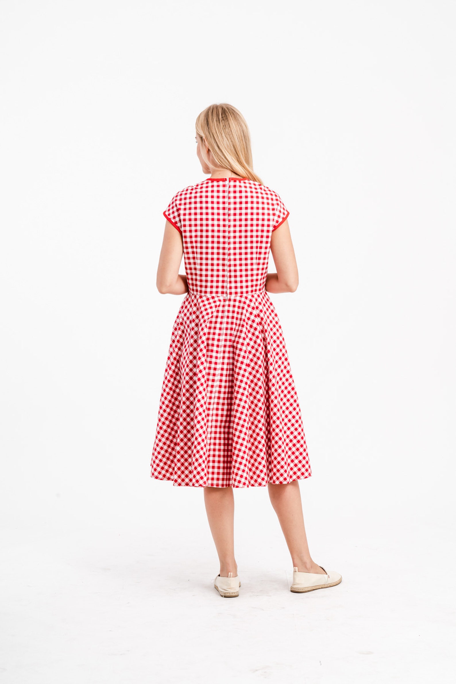 Red Gingham Dress Checkered Dress Summer Dress 50s Party Dress - Etsy