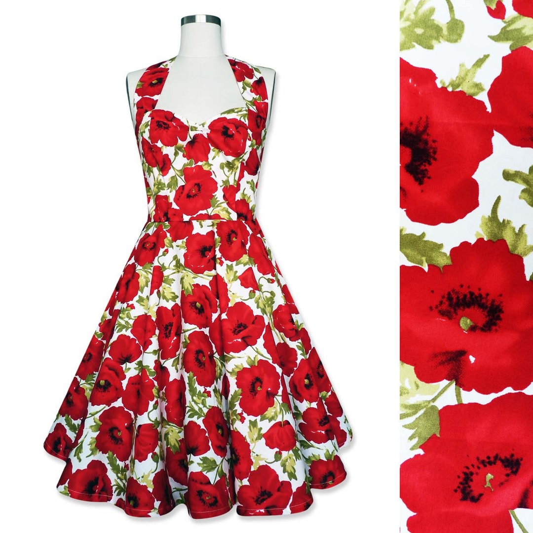 Plus Size Red Poppy Dress Summer Dress Red Floral Dress Vintage Dress ...