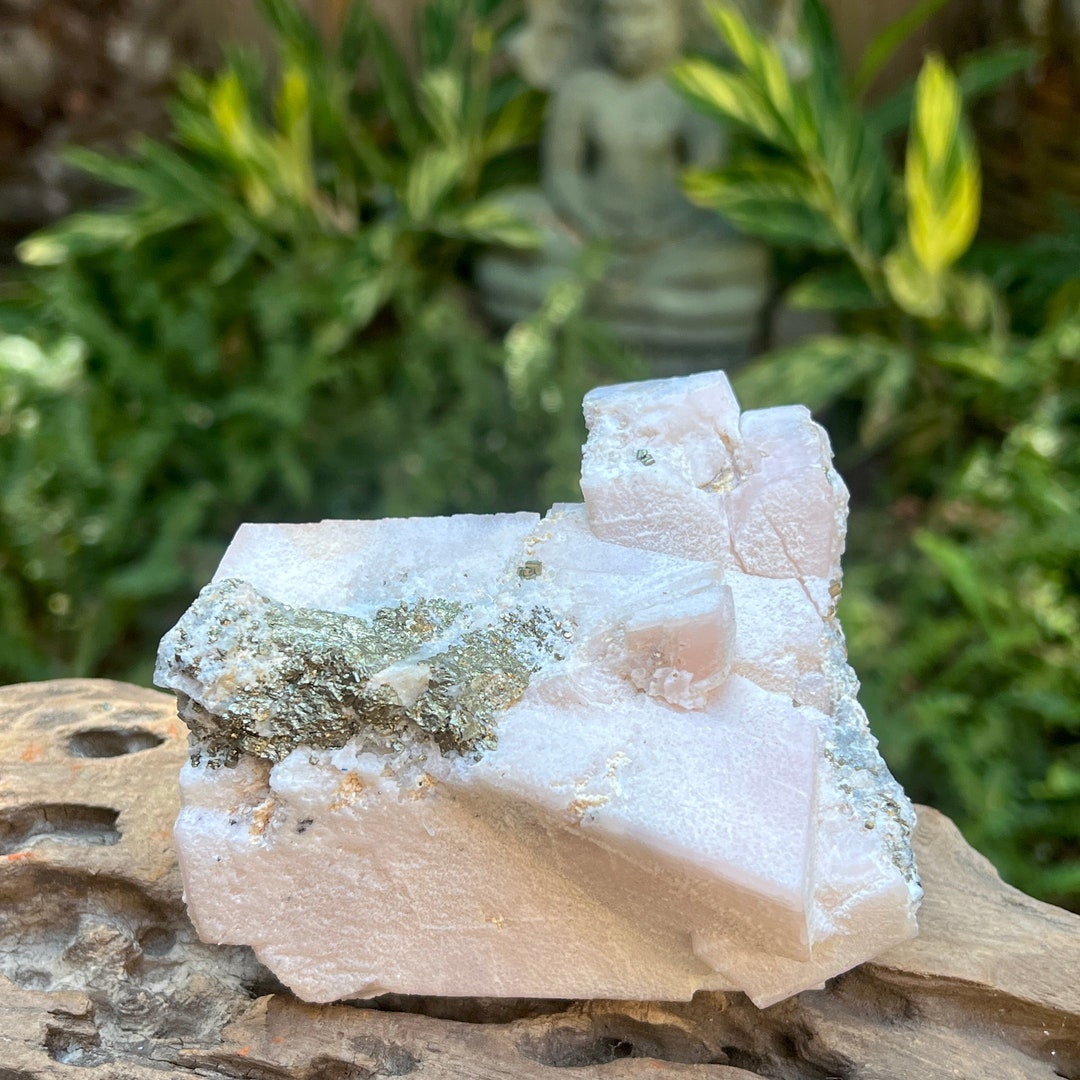 Large Pink Calcite Var. Manganoan Crystal With Pyrite 742 Gm, Peru ...