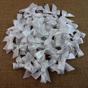 Small White Satin Bows 1 and 3/8th Inches Wide. Fifty Bows for ...