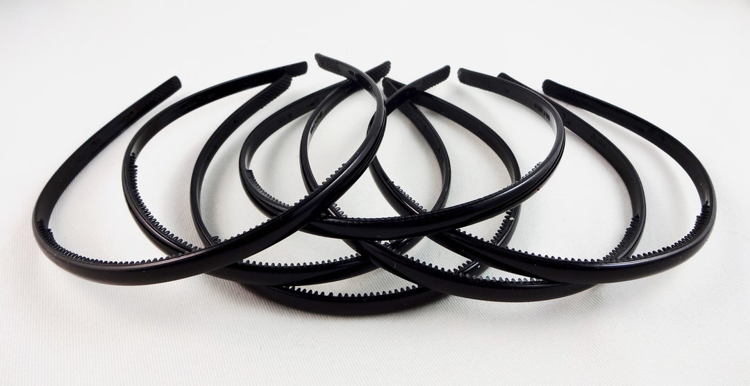 Thin Black Plastic Rigid Headbands set of Six. One Quarter - Etsy