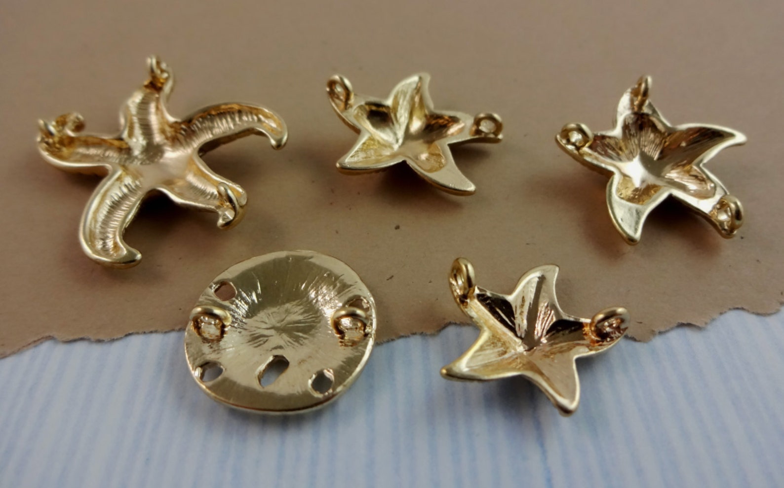 Gold-tone Beach Themed Jewelry Components,set of 7, for Necklace or ...
