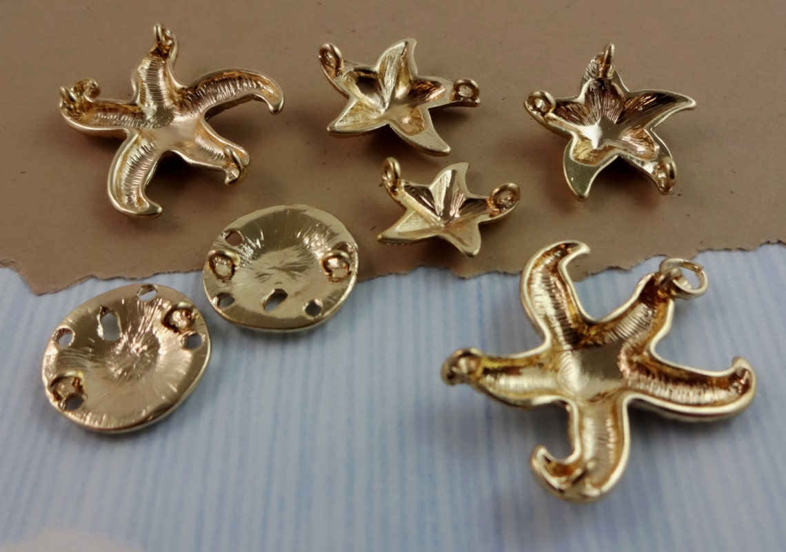 Gold-tone Beach Themed Jewelry Components,set of 7, for Necklace or ...