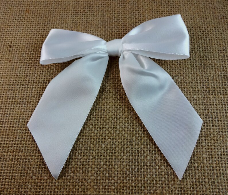 White Satin Bows 4.5 Inches Wide Set of Six. Craft Supply - Etsy