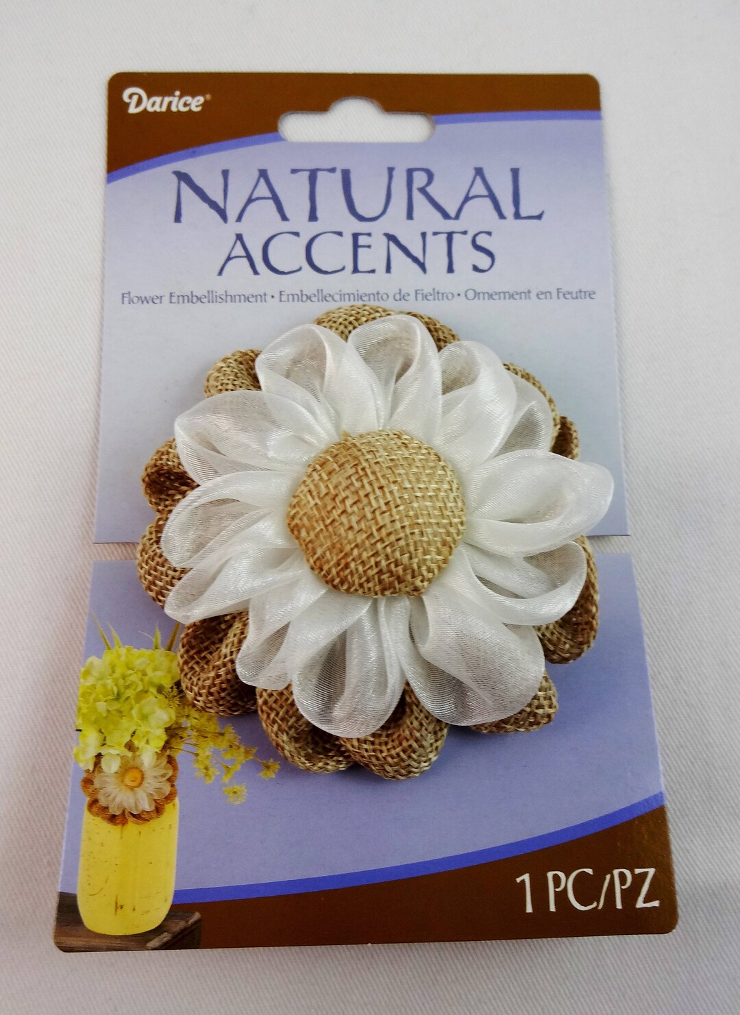 Burlap Flower Embellishment With Elastic Band to Decorate Mason Jars ...