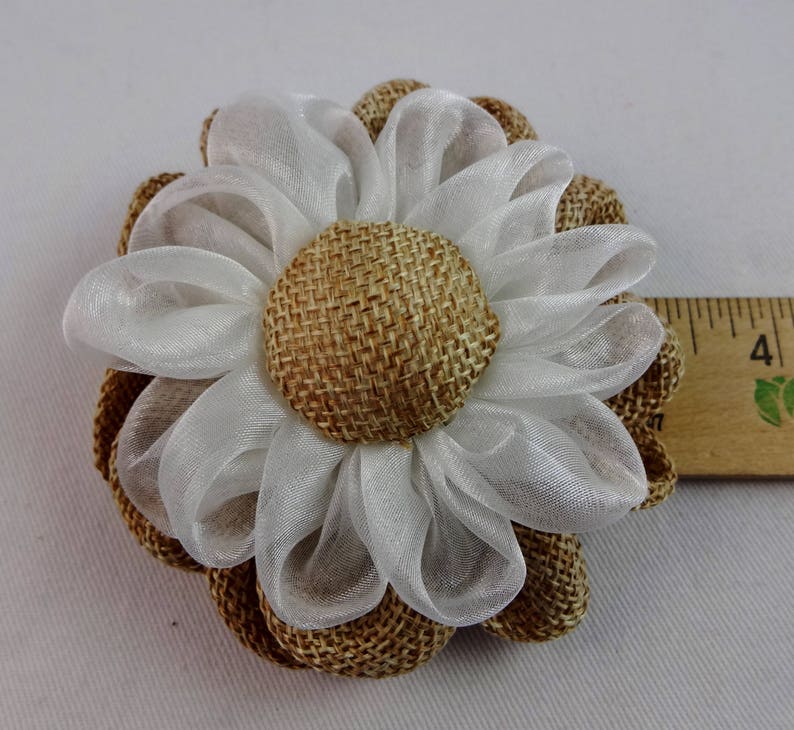 Burlap Flower Embellishment With Elastic Band to Decorate Mason Jars ...