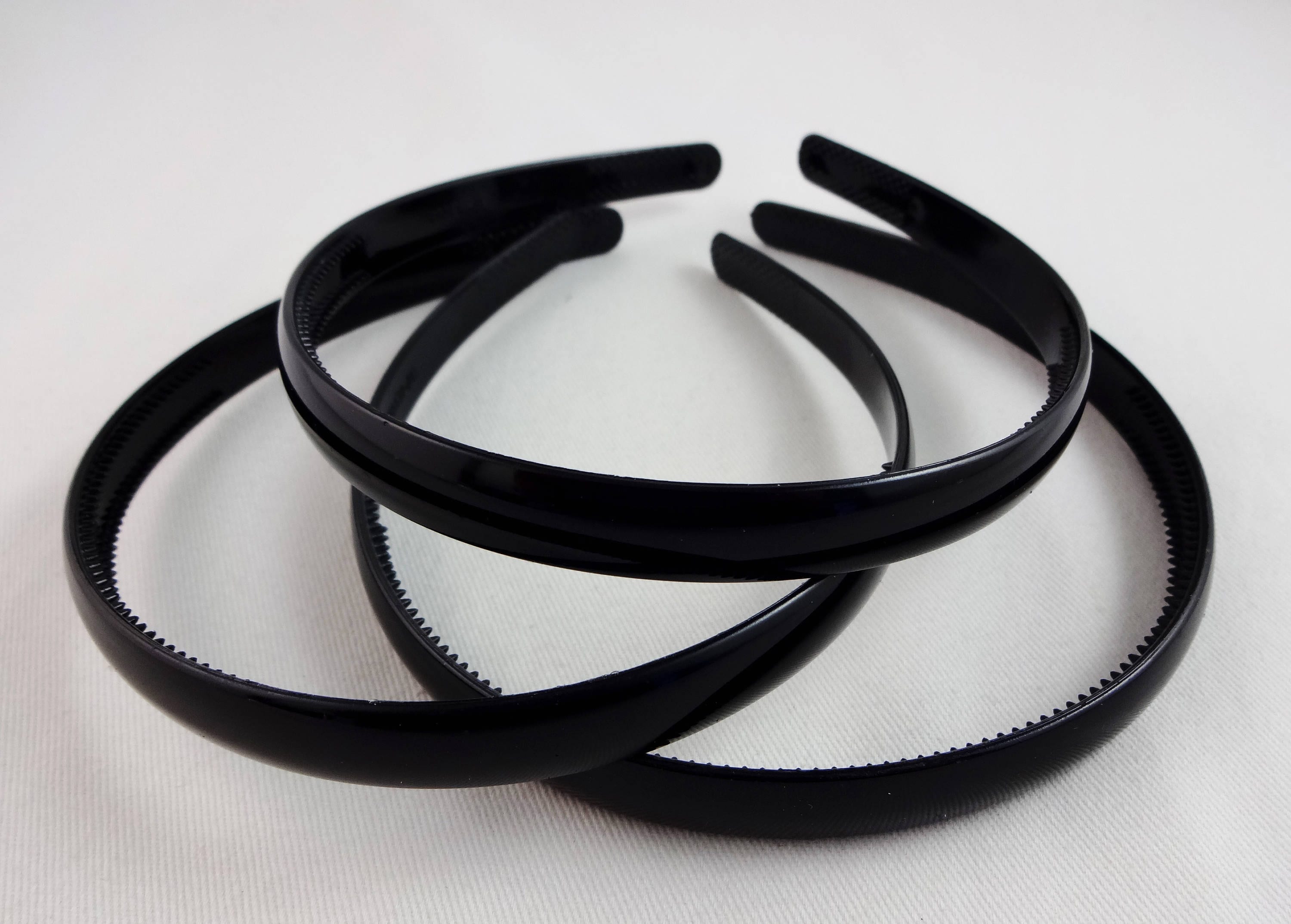Black Plastic Headbands Set of Three 1/2 Inch Wide for DIY - Etsy