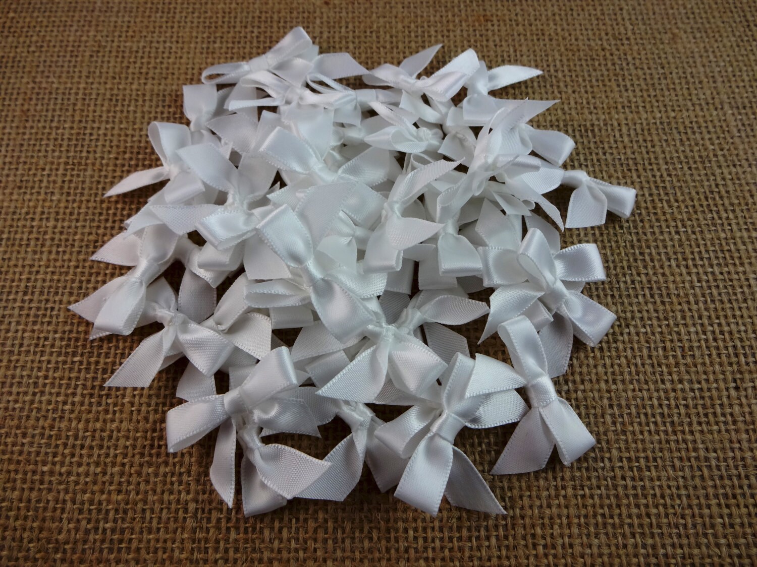 Small white satin bows 1 and 3/8th inches wide. Fifty bows | Etsy