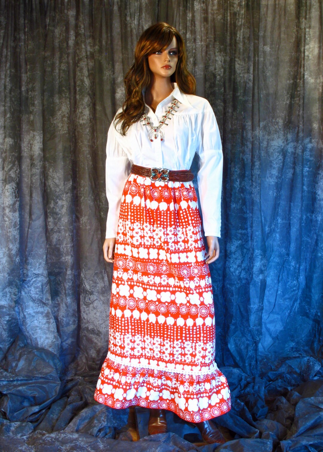 Vintage 1970s Skirt / Vintage 70s Pop Art Maxi Skirt / Novelty Border ...