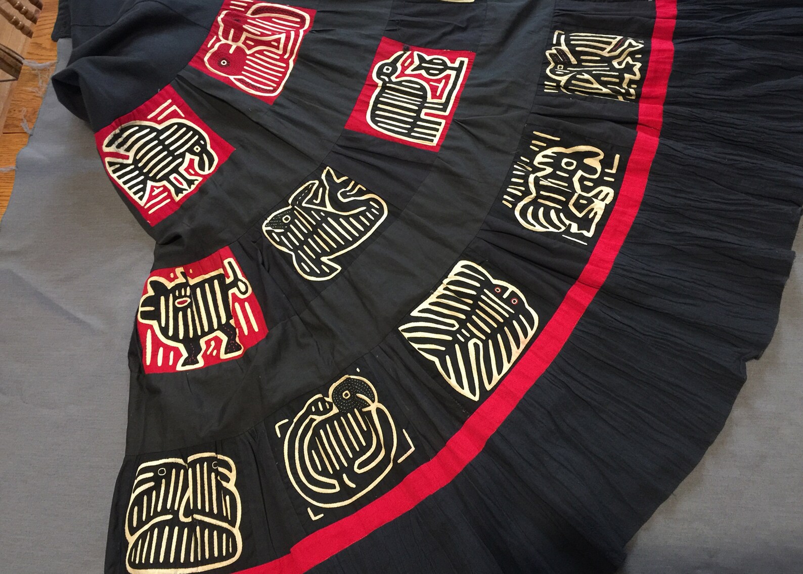 Vintage Mola Patchwork Skirt 32 Mola's Black Stretch Denim Jean Top ...