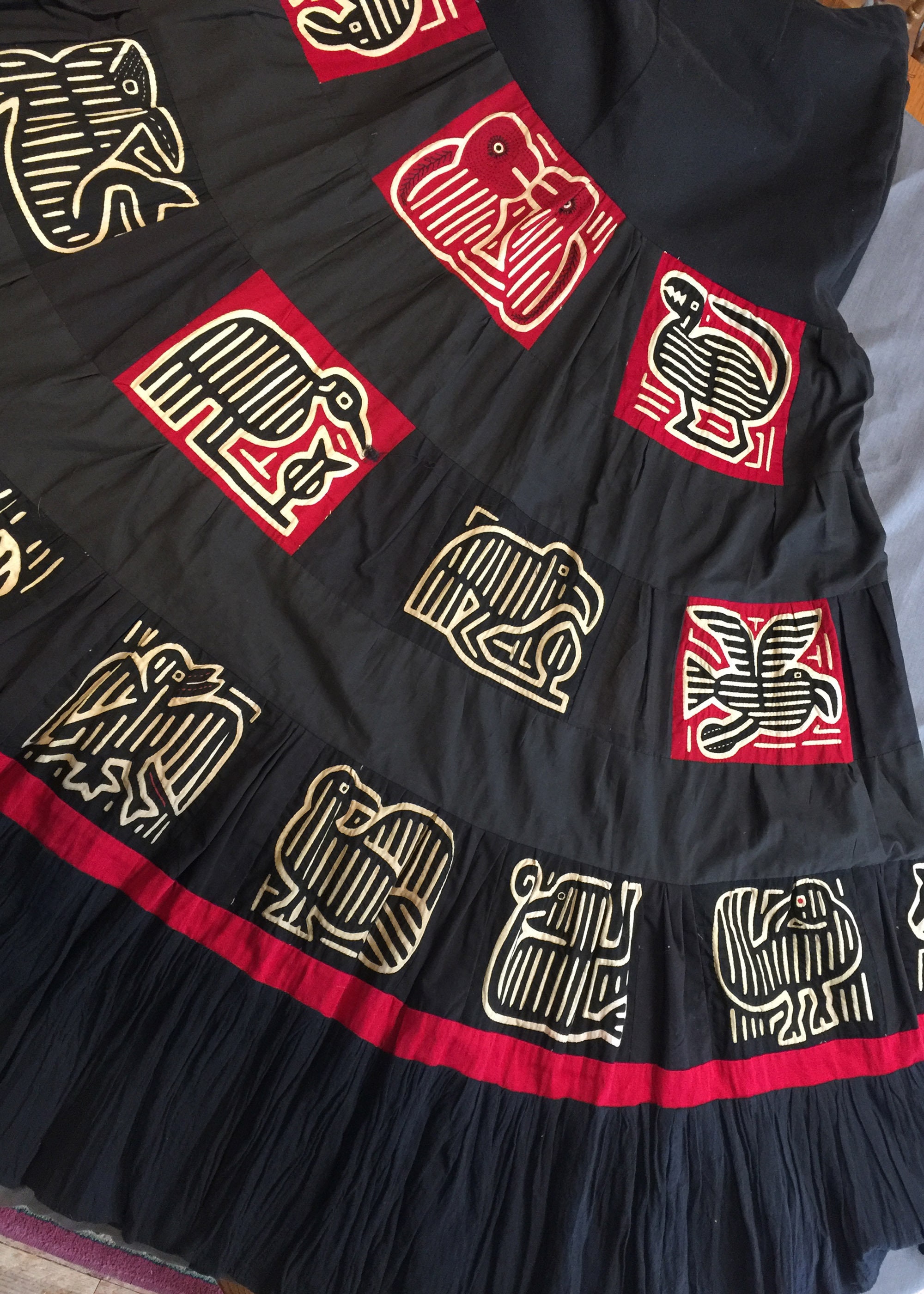 Vintage Mola Patchwork Skirt 32 Mola's Black Stretch Denim Jean Top ...