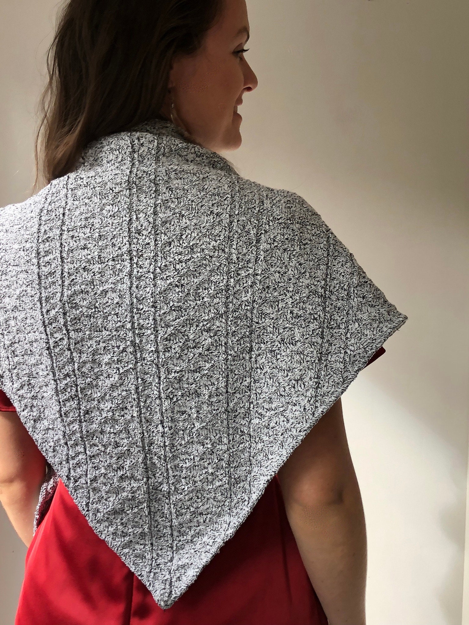 Knit Shawl Triangular Cotton Chunky Knitted Wrap Scarf | Etsy