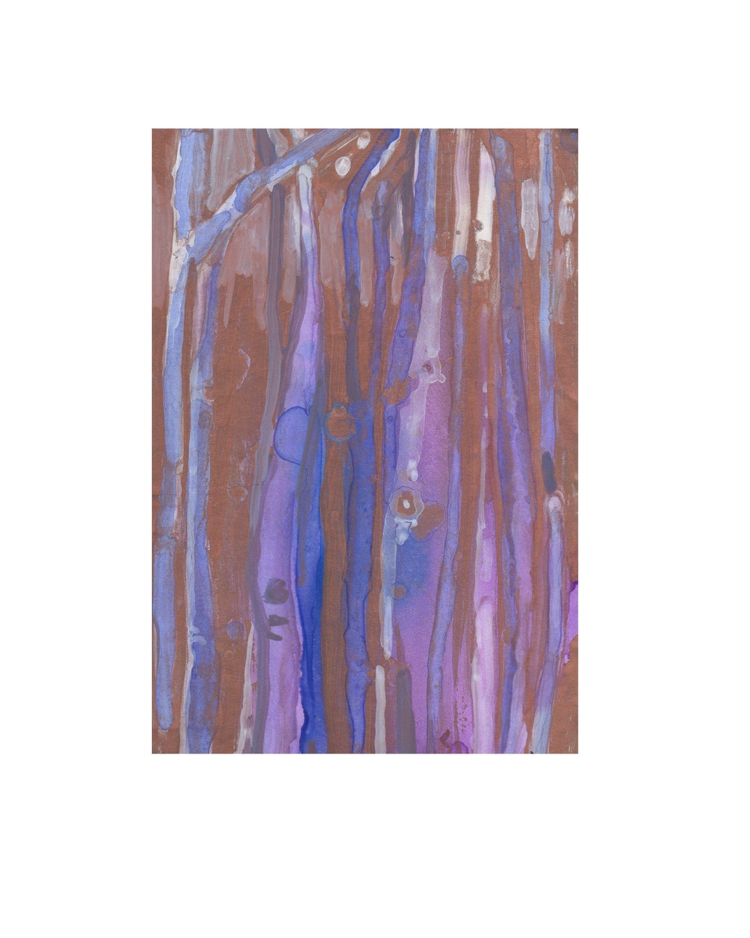 Original Aspen Tree Painting: Purple Copper Alcohol Ink Art (5x7) - Etsy