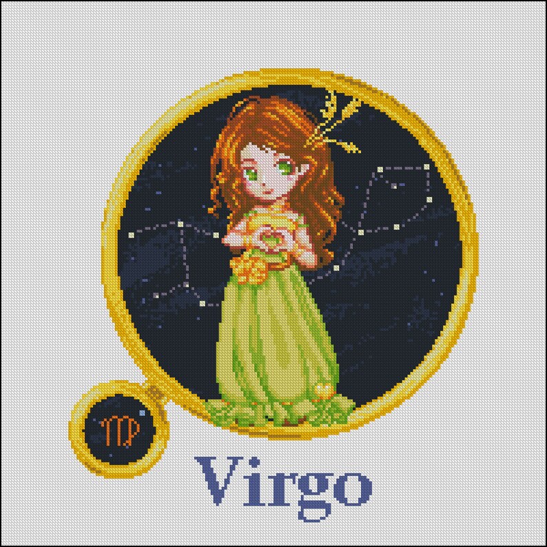 Virgo Zodiac Sign Cross Stitch Pattern PDF - Etsy