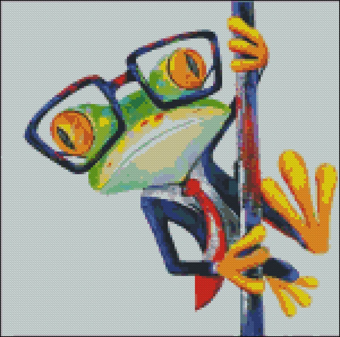 Pole Dancing Frog Cross Stitch Pattern Pdf DMC Color Chart, Printable ...