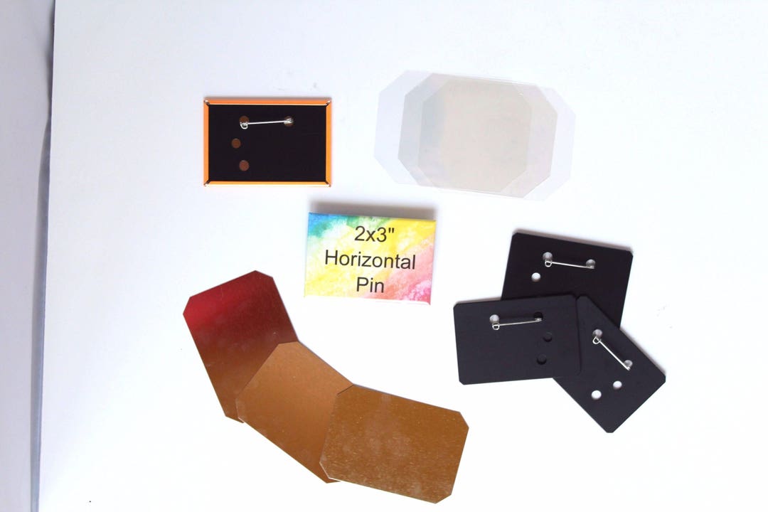 2x3 Inch Horizontal Pin Back Tecre Buttons - You Choose Quantity of 25 ...