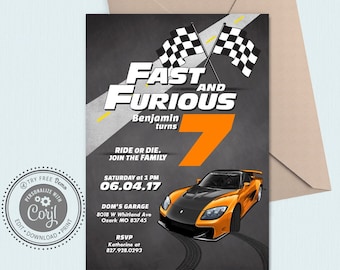 Editable Race Car Fast and Furious Birthday Invitation - Etsy
