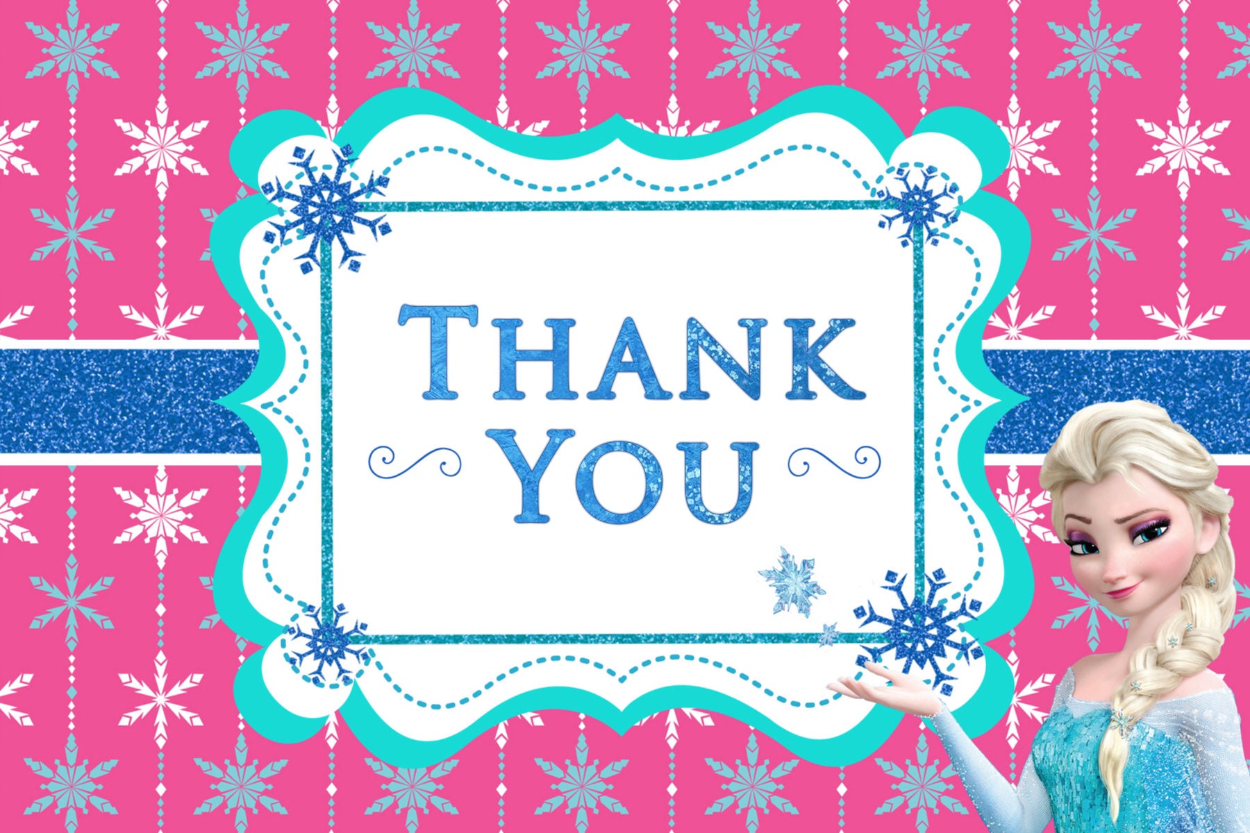 Frozen Elsa Thank You Card - Editable Thank You - Instant Download ...