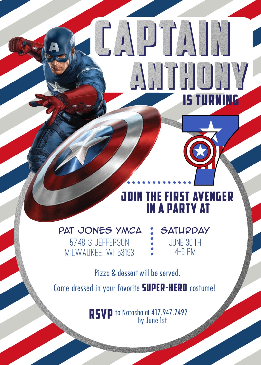 Editable Captain America Birthday Invitation - Editable Invitations ...