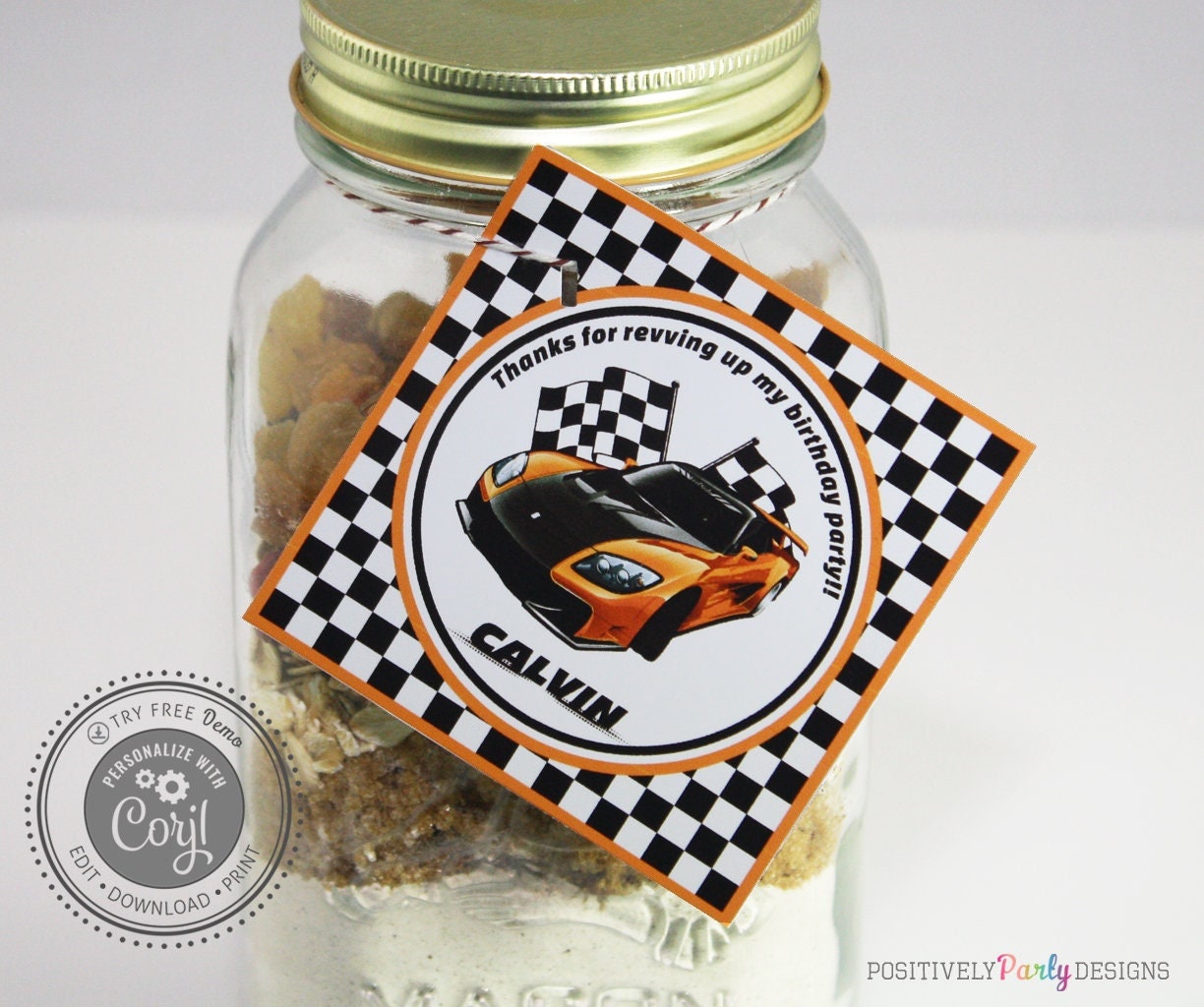 Editable Race Car Fast and Furious Birthday Thank You Tags Instant ...