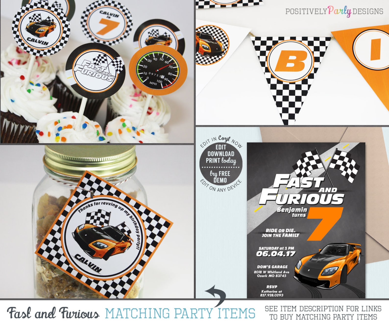Editable Race Car Fast and Furious Birthday Banner Instant | Etsy