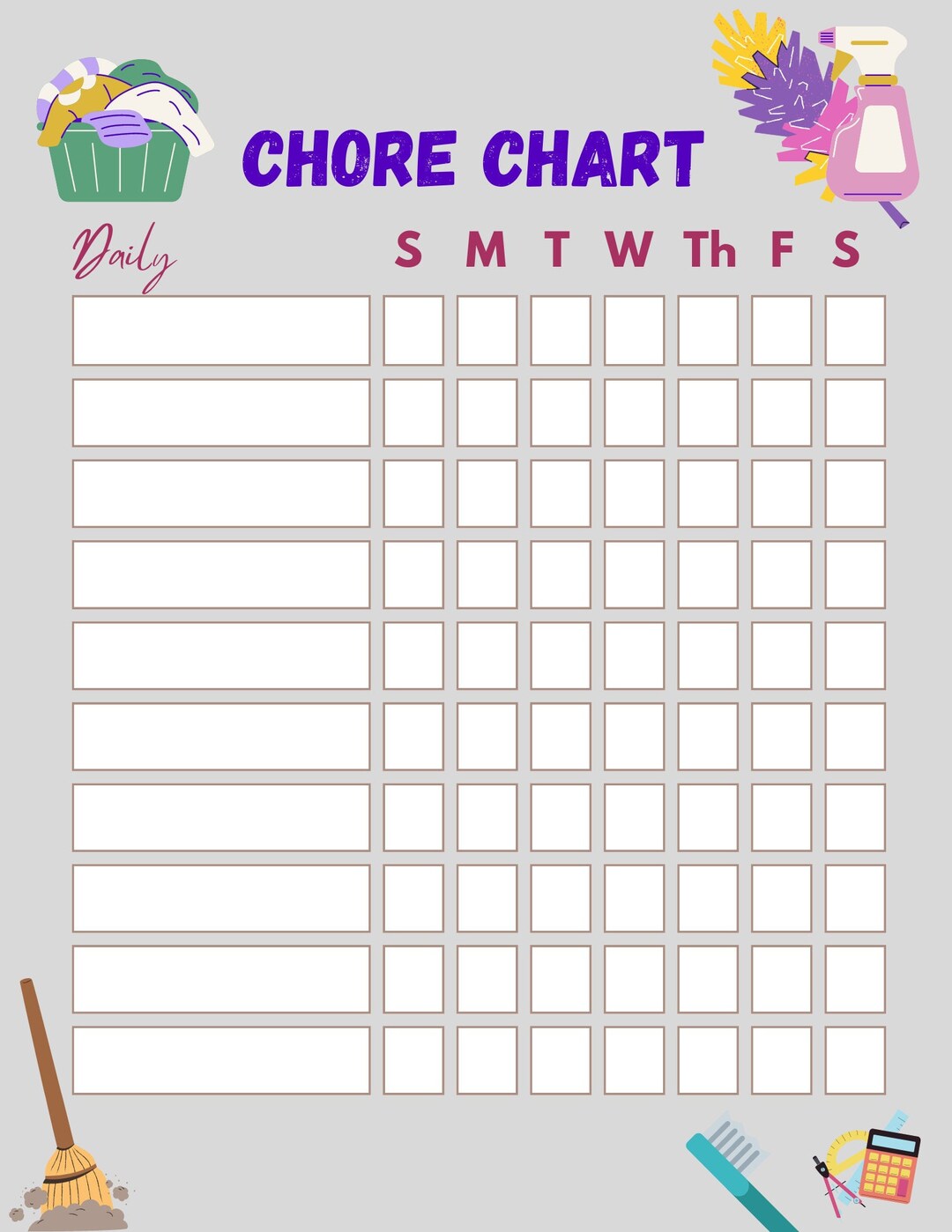 Digital Chore Chart - Etsy
