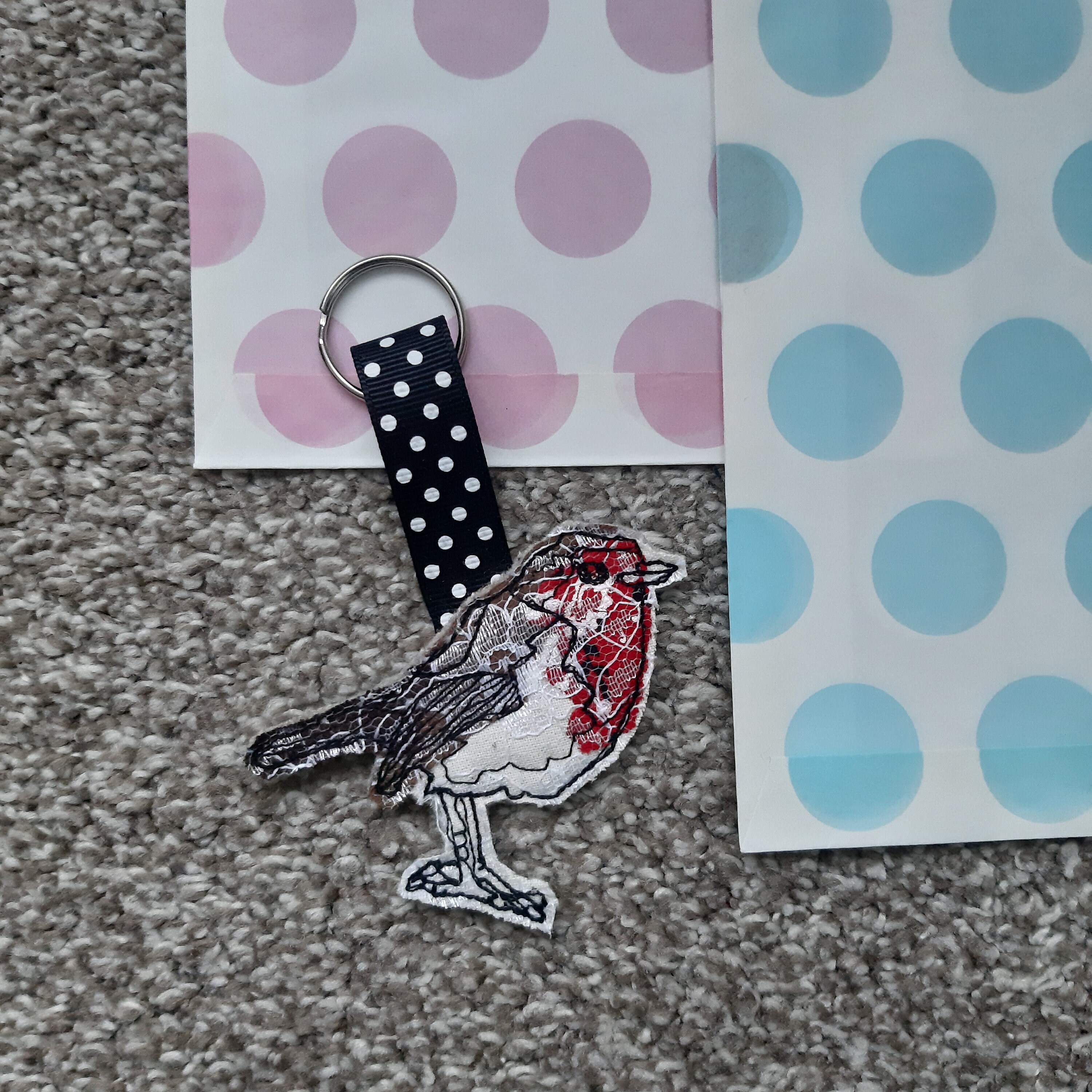 Robin Keyring Free Motion Robin Keyring Machine Stitched - Etsy