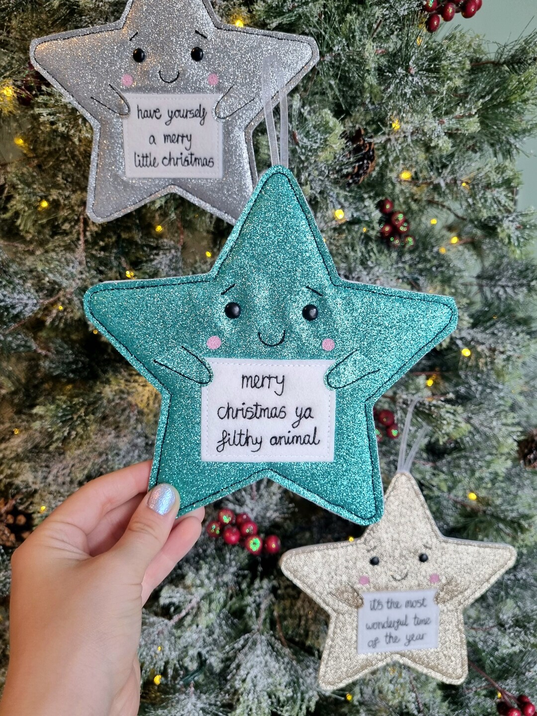 Personalised Large Happy Star Free Motion Hanging Decoration ...