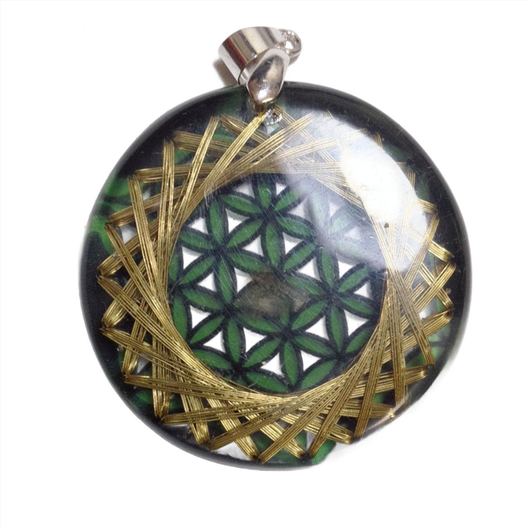 Flower of Life Green 21 Golden Vortex Metayantra Pranic Device Quartz ...
