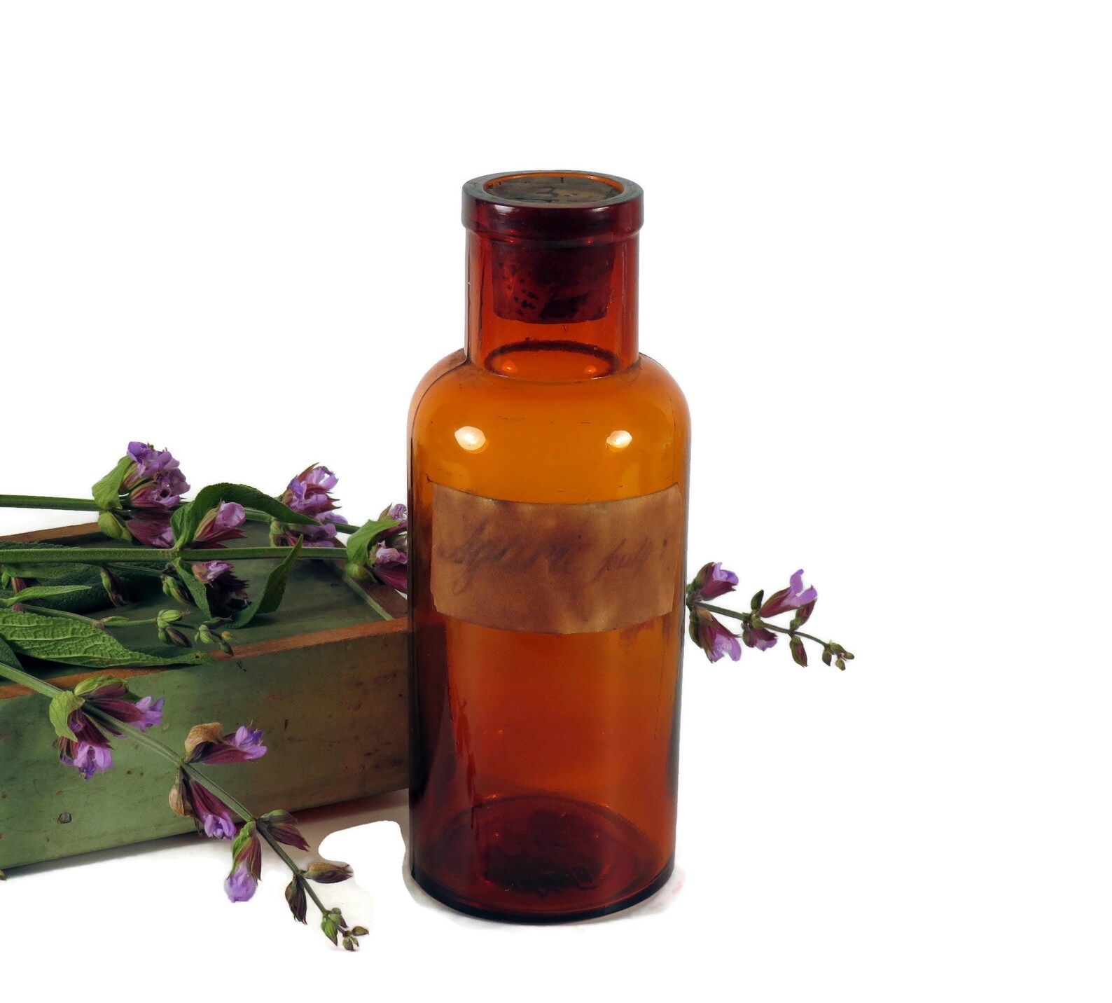 Amber Bottle Paper Label Vintage Apothecary Bottle C1930 Cork - Etsy