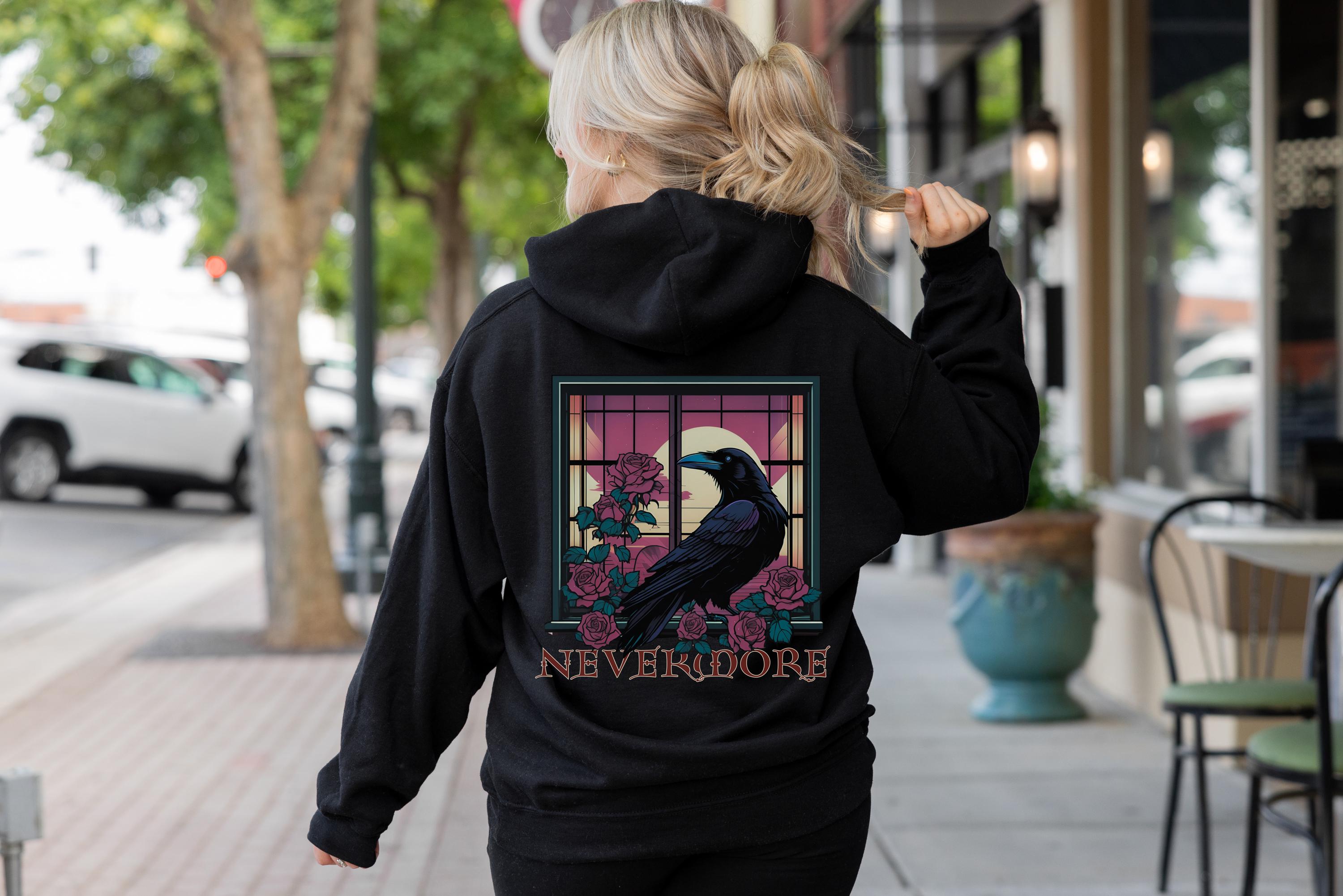 Poe Fan Raven Full Zip Hoodie Nevermore Gothic Lover Unisex Hooded ...