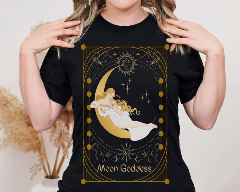 Moon Goddess Tarot Tee Goddess Sitting on the Cresent Moon - Etsy