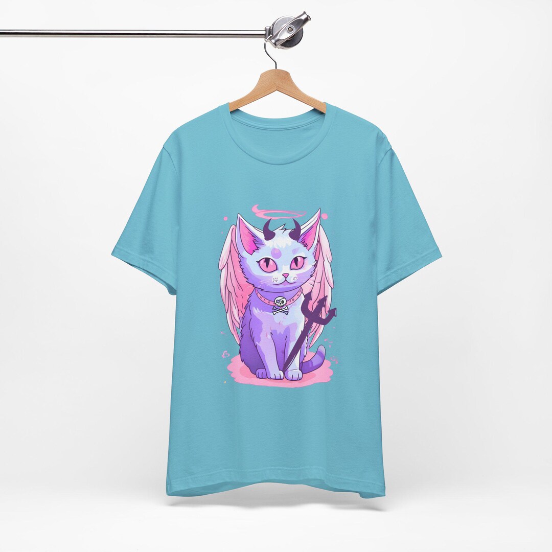 Pastel Goth Cute Angel Cat Unisex Jersey Tee, Soft Activist Goth Shirt ...