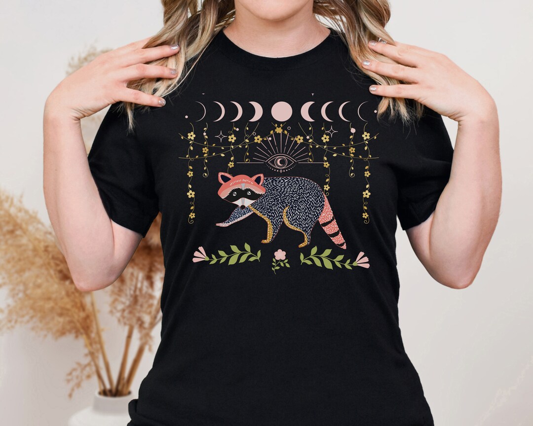 Racoon T Shiirt , Cottage Core Aesthetic, Mystical Aesthetic Vibe ...