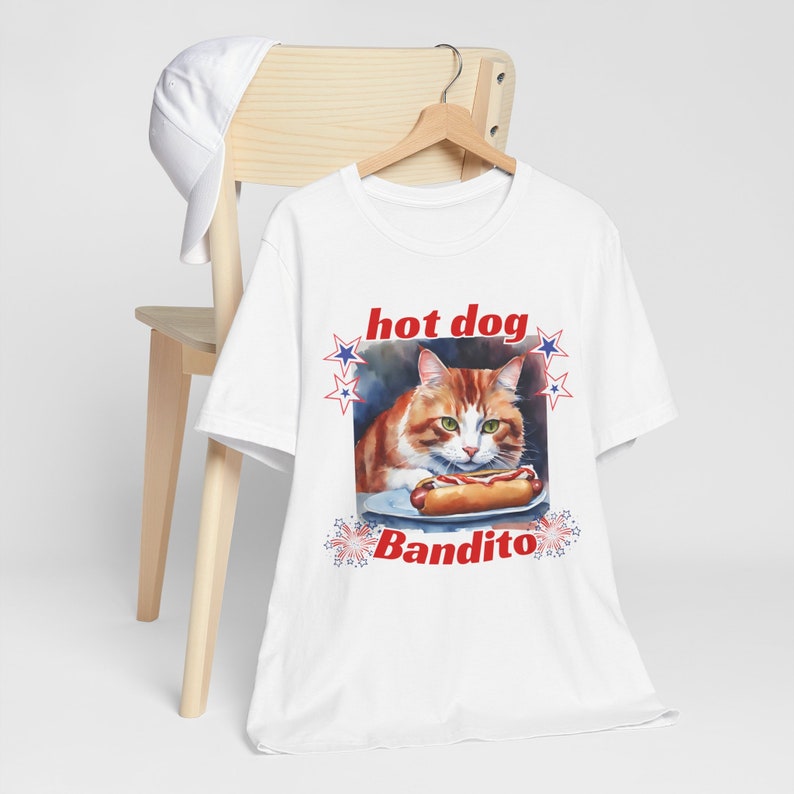 Funny Cat Bandit Tee, Hot Dog Bandit, Bandito, Cat Portrait, Original ...
