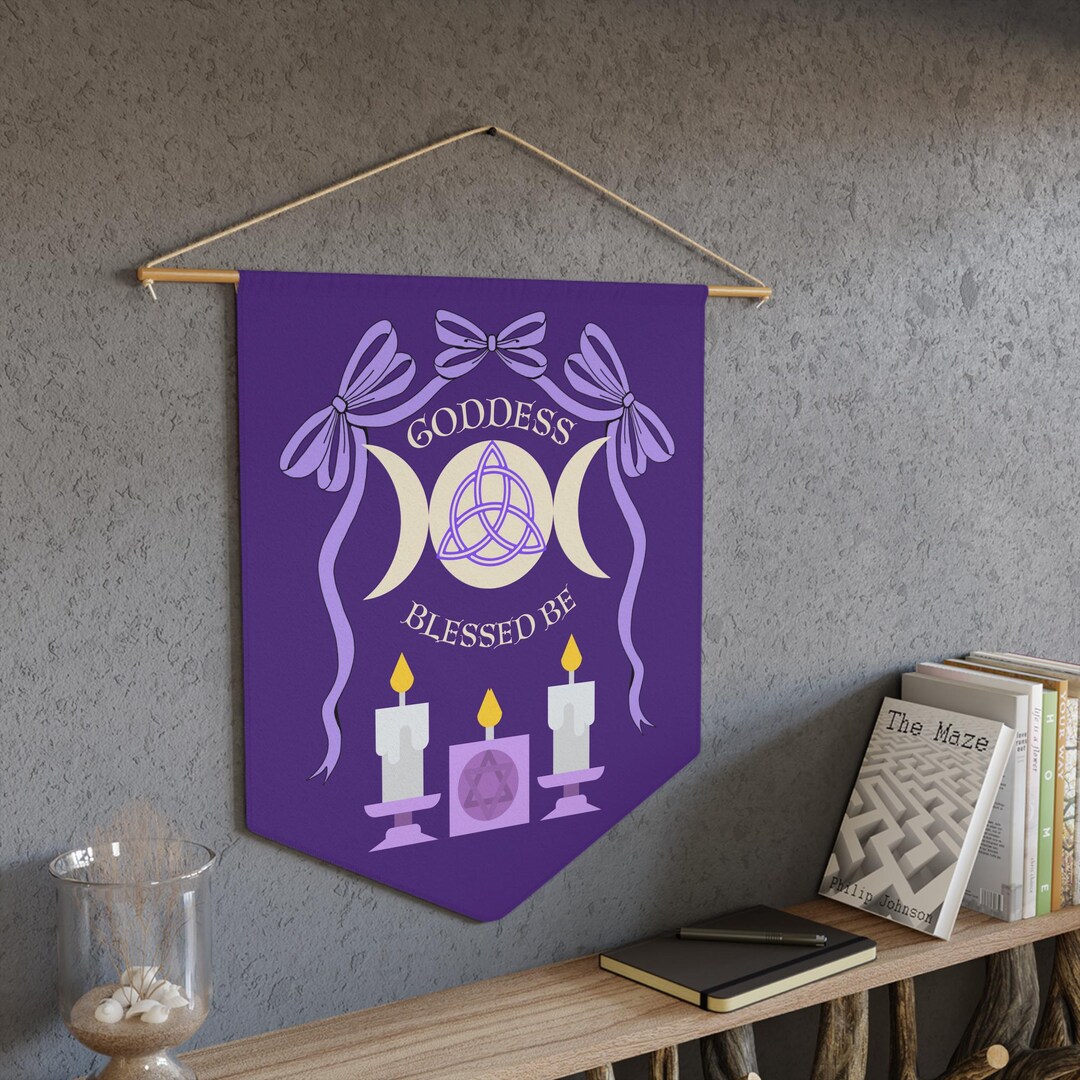 Wall Art, Goddess Altar Decor, Wiccan Triple Moon Phase Hanging ...