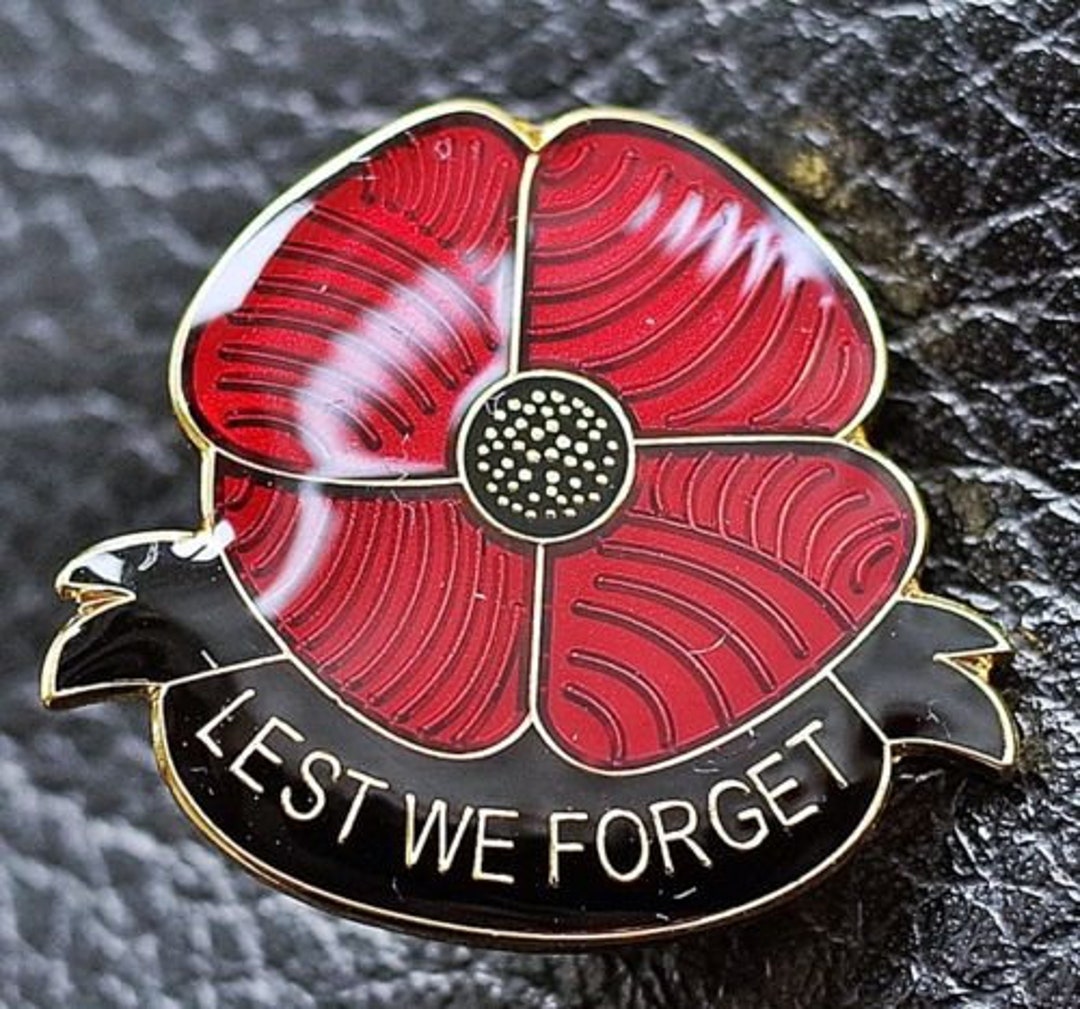 New Beautiful Glossy Red Poppy Pin Badge UK Lest We Forget - Etsy