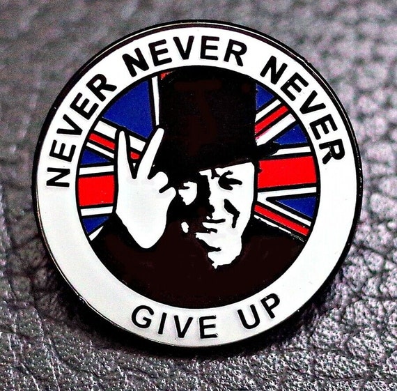 WW2 Winston Churchill NEVER Give up Britain GB V for Victory | Etsy