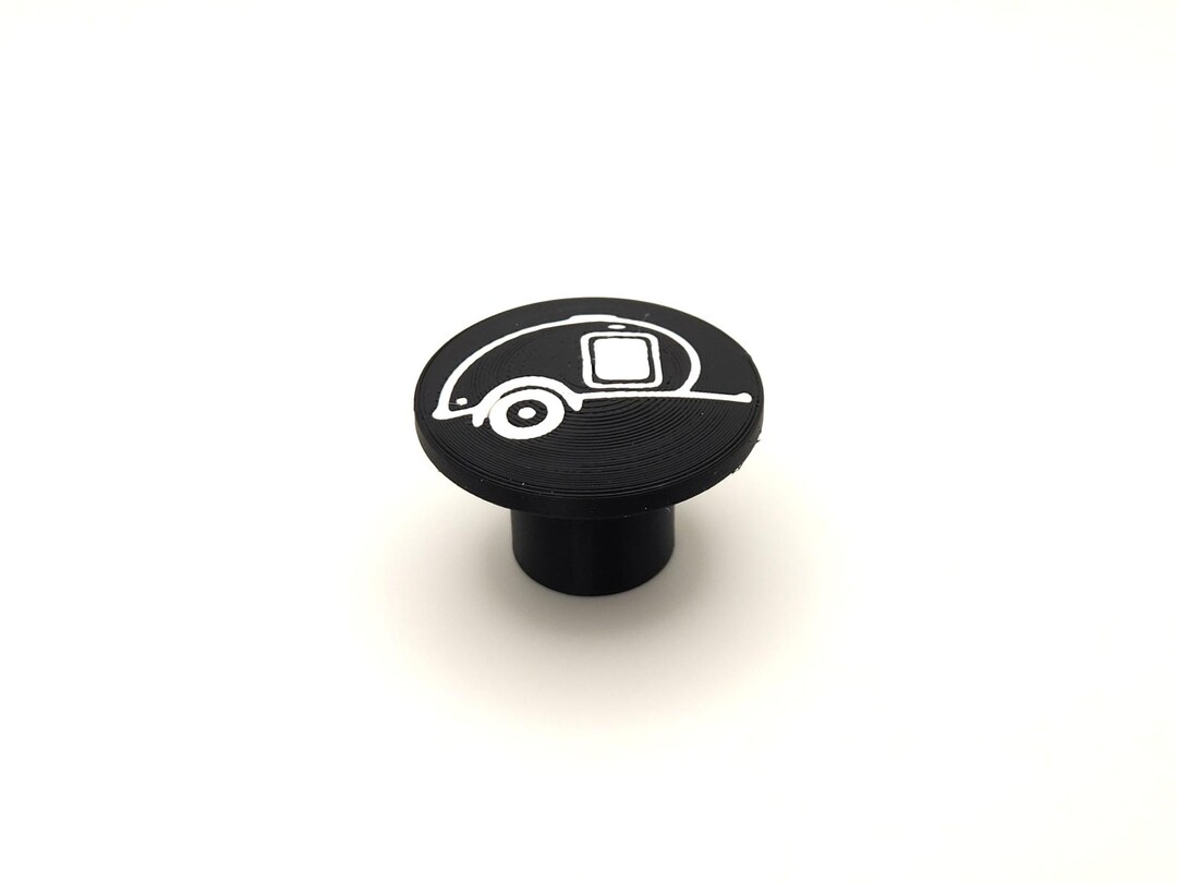 3D Printed Teardrop Camper Knob – Black Handle With White Camper Design ...