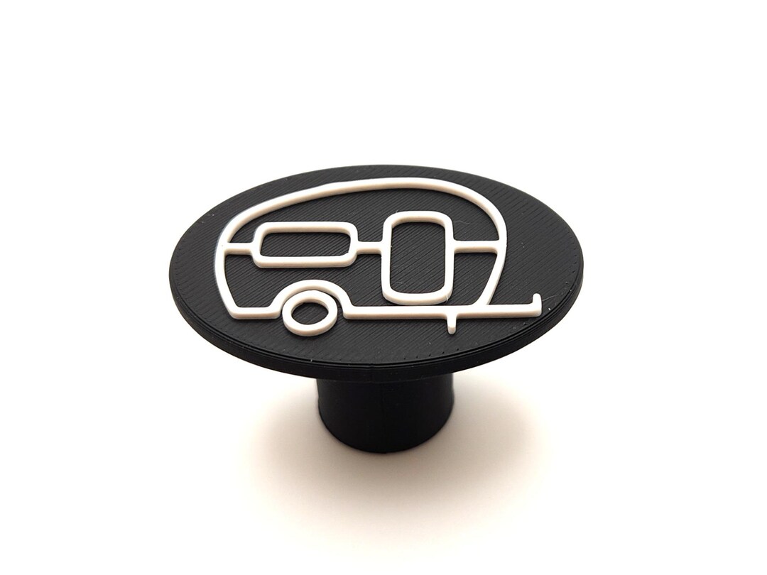 Set of Small Camper Drawer Knobs – Black Cabinet Knob With White Camper ...