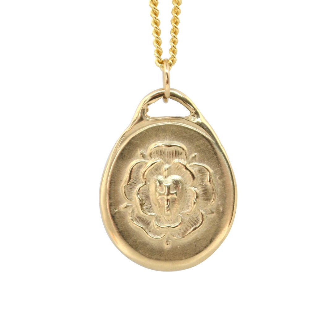 Luther Rose Pendant- 14k Solid Gold - Etsy