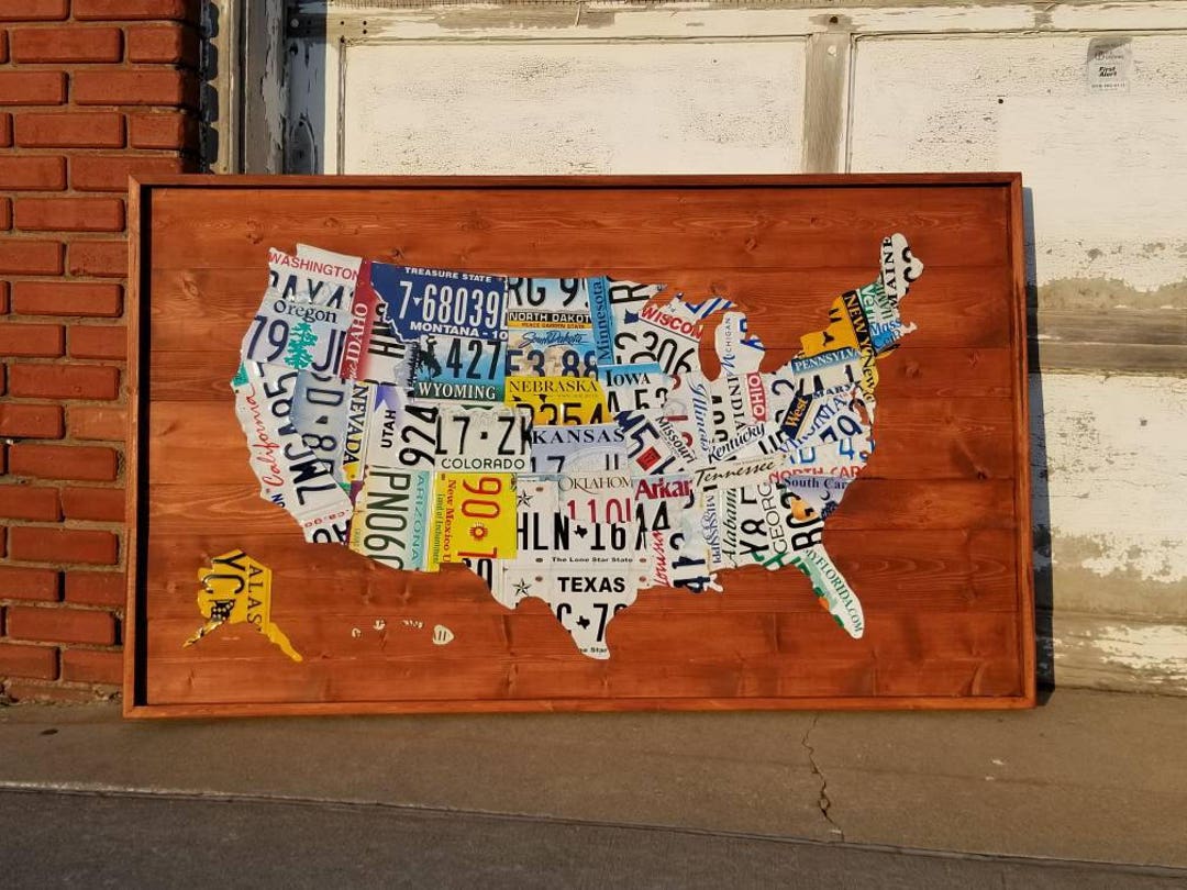 License Plate Map, Authentic USA Plates (new Large Size) - Etsy