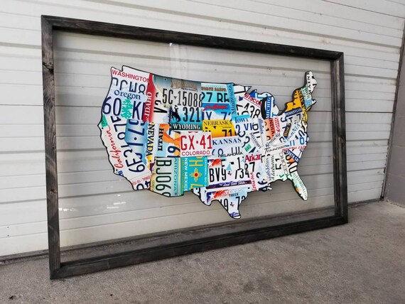 License Plate Map Authentic USA Plates new Large Size - Etsy