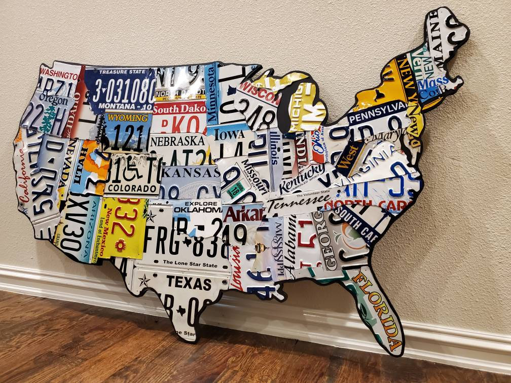 License Plate Map, Authentic USA Plates (new Large Size) - Etsy