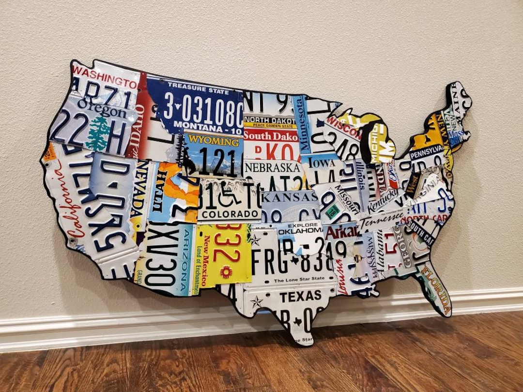 License Plate Map, Authentic USA Plates (new Large Size) - Etsy