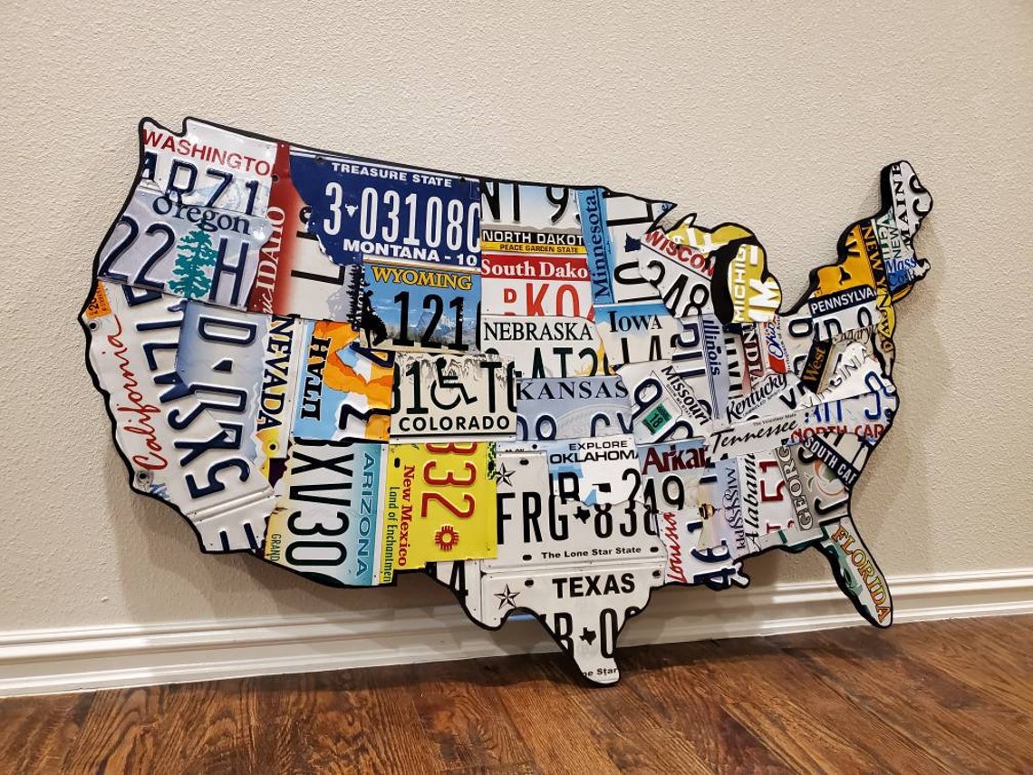 License Plate Map, Authentic USA Plates (new Large Size) - Etsy